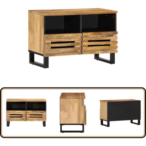Meuble TV 70x34x46 cm bois massif de manguier brut - Meubles Tv ...