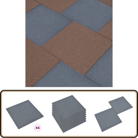 Carreaux de protection antichoc 6pcs Caoutchouc 50x50x3 cm Gris ...