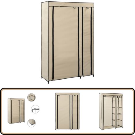 Garde-robe pliable Crème 110x45x175 cm Tissu - Armoire Pliante - Meuble ...