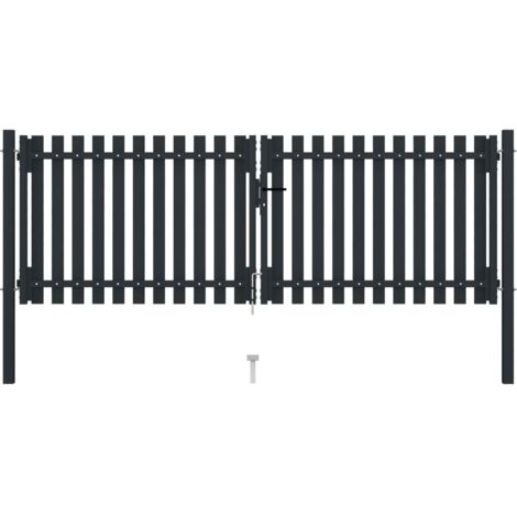 Portail de clôture à double porte Acier 306x150 cm Anthracite - Portail ...