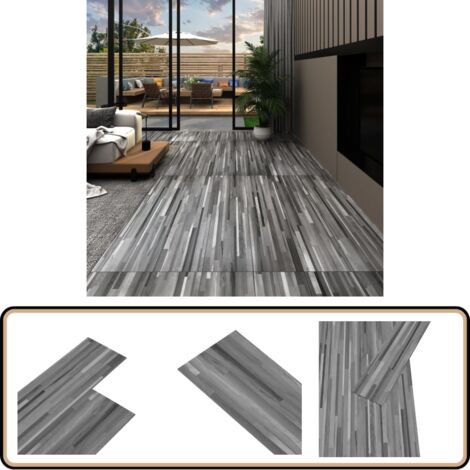 Planches de plancher PVC autoadhésif 2,51 m² 2 mm Gris rayé - Carrelage ...