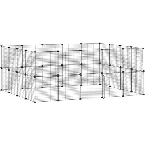 Cage animaux de compagnie à 36 panneaux et porte Noir 35x35 cm - Cage ...