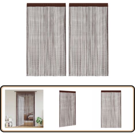 Rideau en fils 2 pcs 100 x 250 cm Marron - Rideaux - Décoration ...