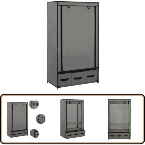 Garde-robe Gris 87 x 49 x 159 cm Tissu - Armoire Pliante - Armoire ...