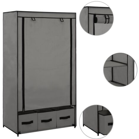 Garde-robe Gris 87 x 49 x 159 cm Tissu - Armoire Pliante - Armoire ...
