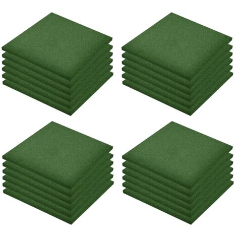 Carreaux de protection antichoc 24pcs Caoutchouc 50x50x3cm Vert ...