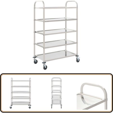 Chariot de cuisine à 5 niveaux 107x55x147 cm Acier inoxydable - Chariot ...