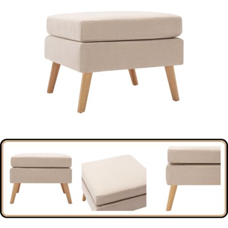 Repose-pied Crème Tissu - Pouf Design - Pouf Moderne - Repose Pied ...