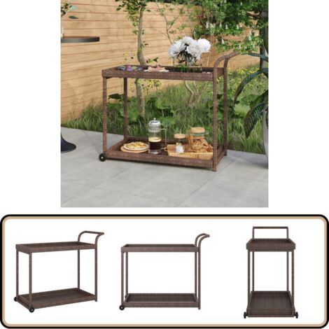 Chariot de bar Marron 100x45x83 cm Résine tressée - Chariot De Service ...