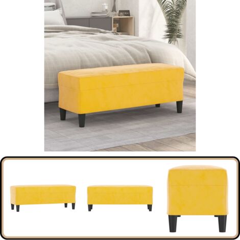 Banc Jaune 100x35x41 cm Velours - Banc Entrée - Banc Design - Banc ...