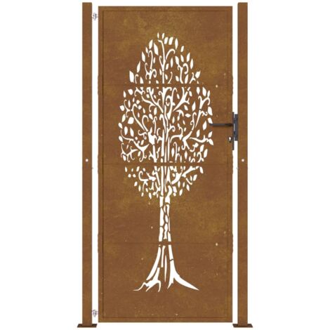 Portail de jardin 105x205 cm acier corten conception de l'arbre ...