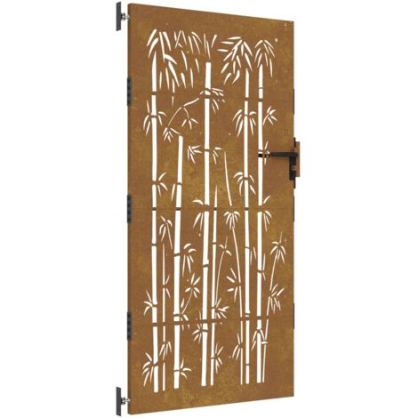 Portail de jardin 85x175 cm acier corten design de bambou - Portails De ...