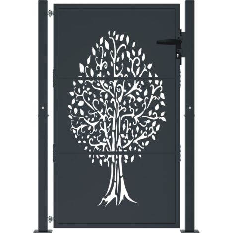 Portail de jardin anthracite 105x155cm acier conception d'arbre ...