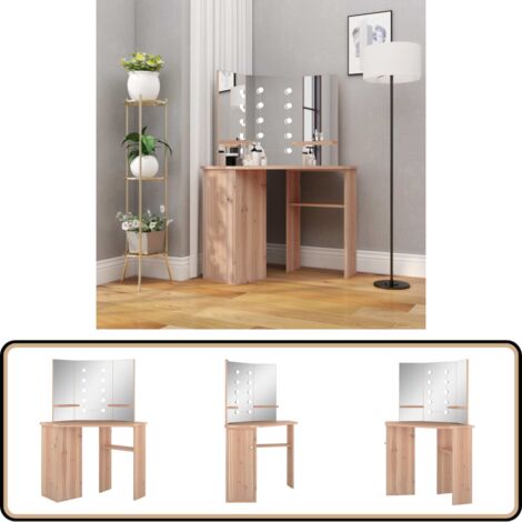 Coiffeuse d'angle avec LED Chêne 111x54x141,5 cm - Coiffeuse - Meuble ...