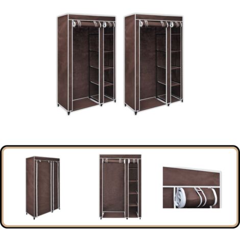 Garde-robe en tissu 2 pcs Marron - Armoire Pliant - Garde Robe Textile ...