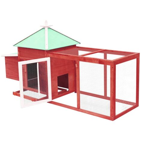 Poulailler avec nichoir Rouge 190x72x102cm Bois de sapin massif ...