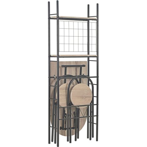 Ensemble à dîner pliant 3 pcs et étagère de rangement MDF acier ...
