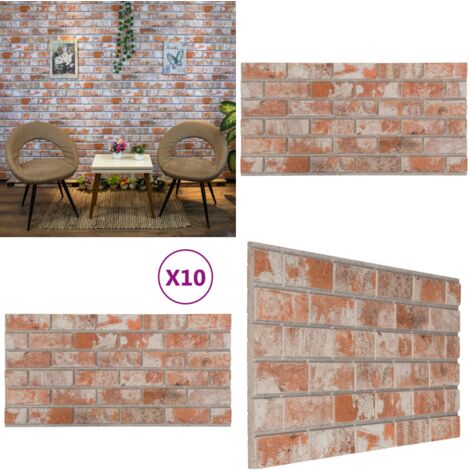 Panneaux muraux 3D avec design de brique rouge 10 pcs EPS - Panneau ...