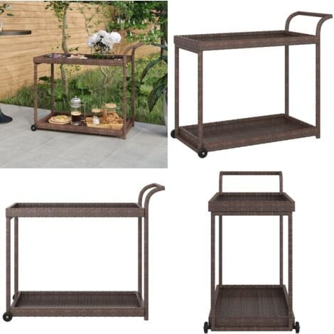 Chariot de bar Marron 100x45x83 cm Résine tressée - Chariot De Service ...