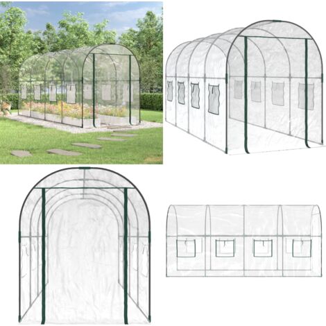 Serre Transparent 160x400x190 cm PVC et acier enduit de poudre - Serre ...