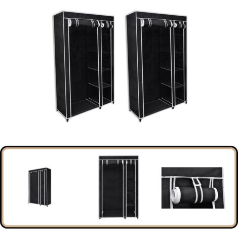 Garde-robe en tissu 2 pcs Noir - Armoire Pliant - Garde Robe Textile ...