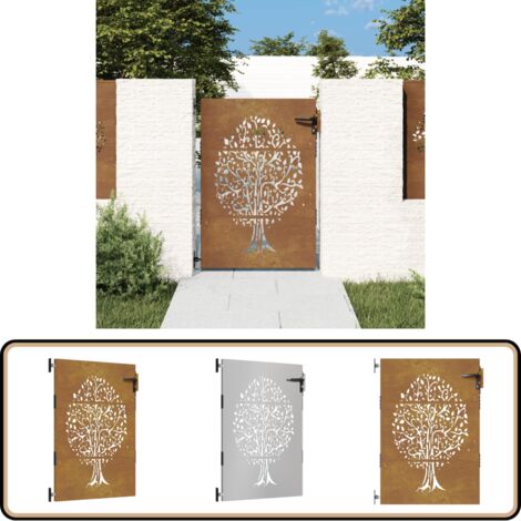 Portail de jardin 85x125 cm acier corten conception de l'arbre ...