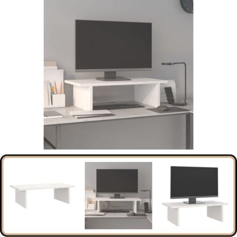 Support de moniteur Blanc 50x27x15 cm Bois de pin solide - Support ...