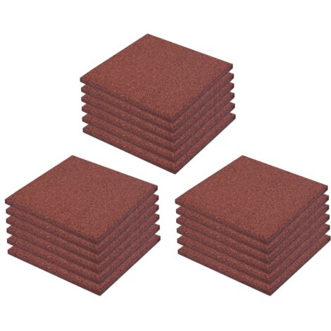 Carreaux de protection antichoc 18pc Caoutchouc 50x50x3cm Rouge ...