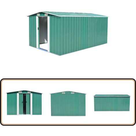 Abri de jardin 257x392x181 cm Métal Vert - Abri De Jardin - Abri ...
