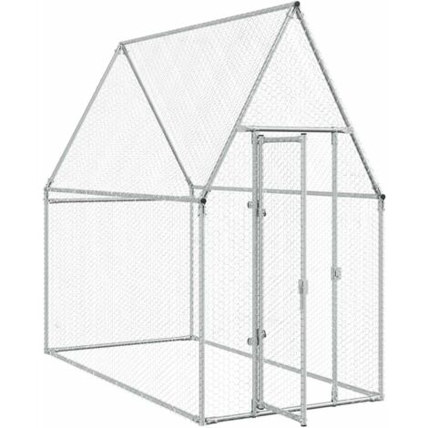Cage pour poules argenté 200x100x190 cm acier galvanisé - Poulailler ...