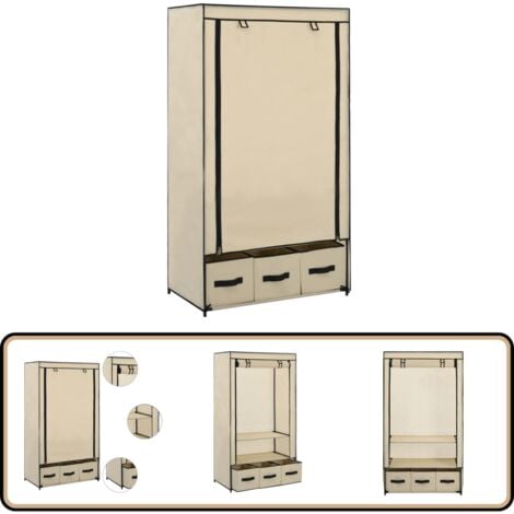 Garde-robe Crème 87 x 49 x 159 cm Tissu - Armoire Pliante - Armoire ...