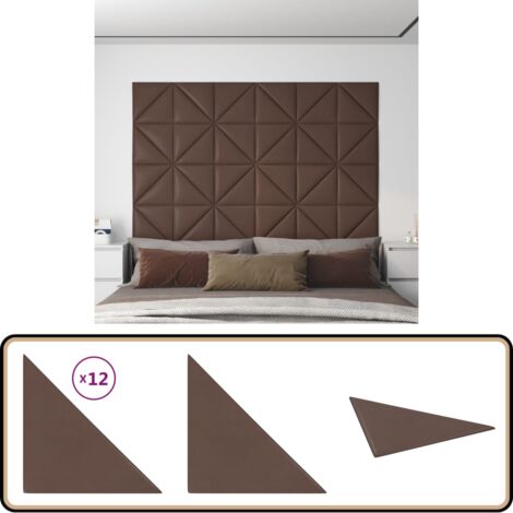 Panneaux muraux 12 pcs Marron 30x30 cm Similicuir 0,54 m² - Panneau ...