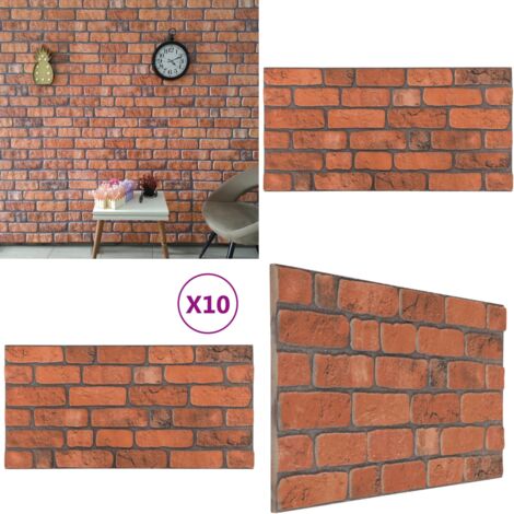 Panneaux muraux 3D au design de brique terre cuite 10 pcs EPS - Panneau ...