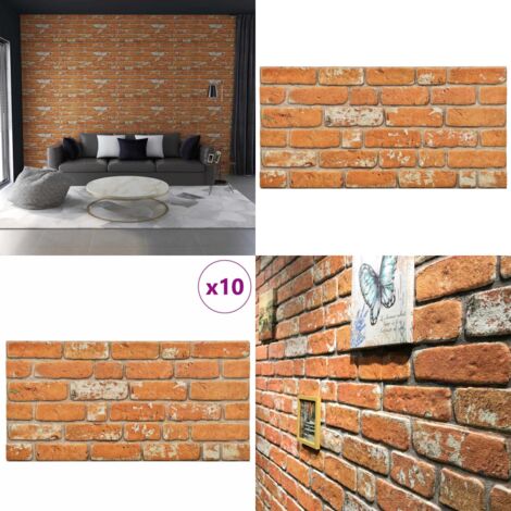 Panneaux muraux 3D design de brique marron clair 10 pcs EPS ...