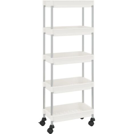 Desserte de cuisine mobile blanche à 5 paniers pour rangement intérieur ...
