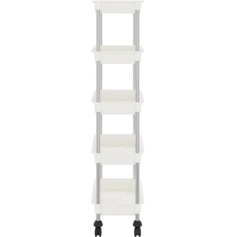 Desserte de cuisine mobile blanche à 5 paniers pour rangement intérieur ...