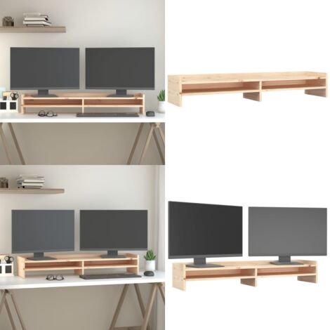 Support pour moniteur 100x24x16 cm Bois de pin solide - Support ...