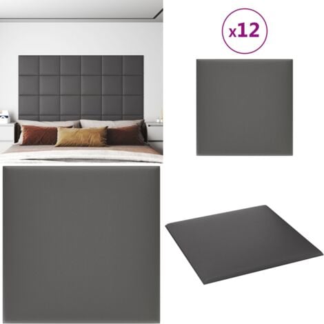 Panneaux muraux 12 pcs Gris 30x30 cm Similicuir 1,08 m² - Panneau Mural ...