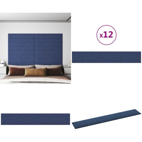 Panneaux muraux 12 pcs Bleu 90x15 cm Tissu 1,62 m² - Panneau Mural ...