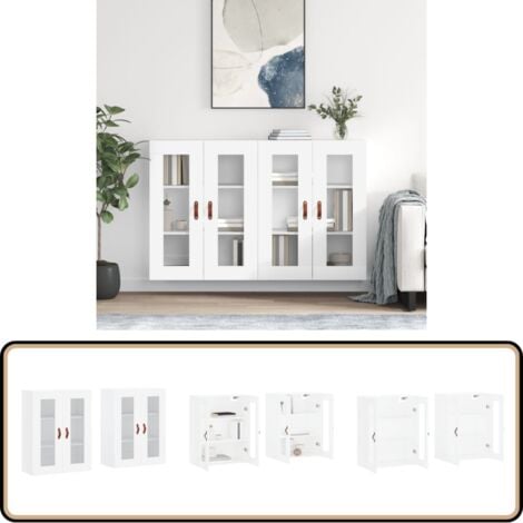 Armoires murales 2 pcs blanc bois d'ingénierie - Meuble De Rangement - Armoire Murale - Armoire ...