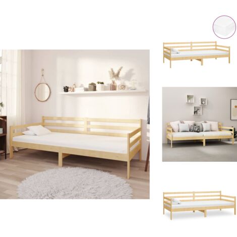 Lit de repos avec matelas 90x200 cm Bois de pin massif - Canapé Lit ...
