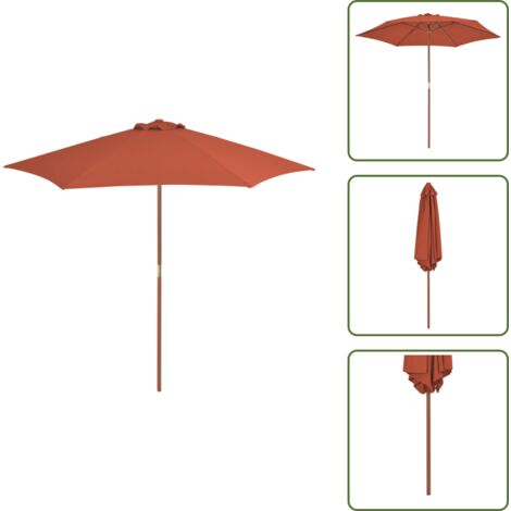 Parasol d'extérieur avec mât en bois 270 cm Terre cuite - Parasol De ...