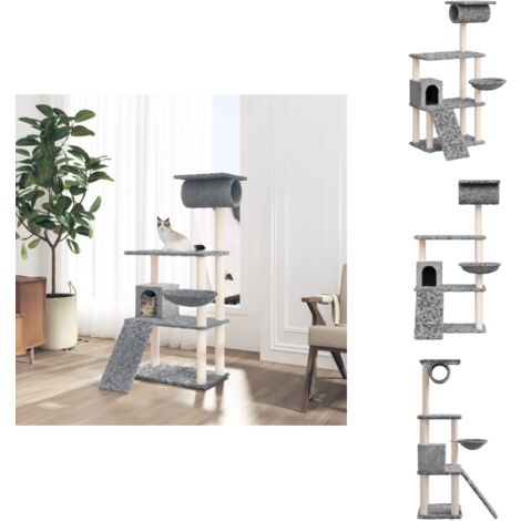 Arbre à chat avec griffoirs en sisal Gris clair 131 cm - Arbre À Chat ...