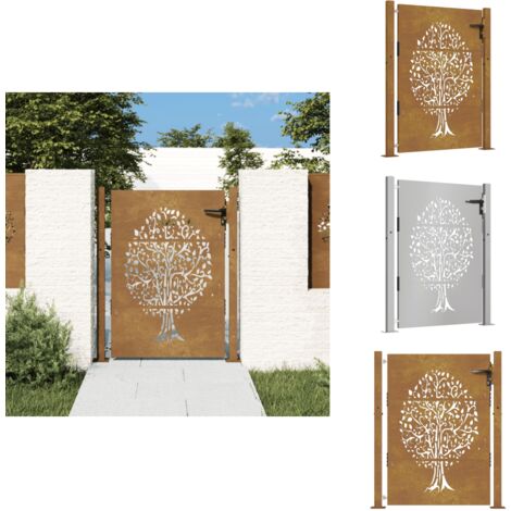 Portail de jardin 105x130 cm acier corten conception de l'arbre ...