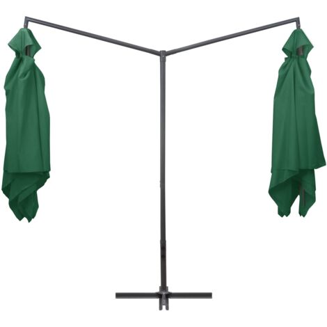Parasol double avec mât en acier 250 x 250 cm Vert - Parasol Double ...