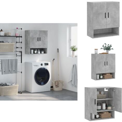 Armoire murale gris béton 60x31x70 cm bois d'ingénierie - Armoire ...