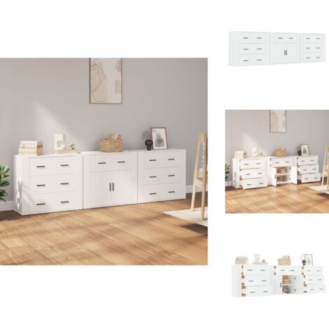 Buffets 3 pcs Blanc Bois d'ingénierie - Buffet Classique - Meuble De ...