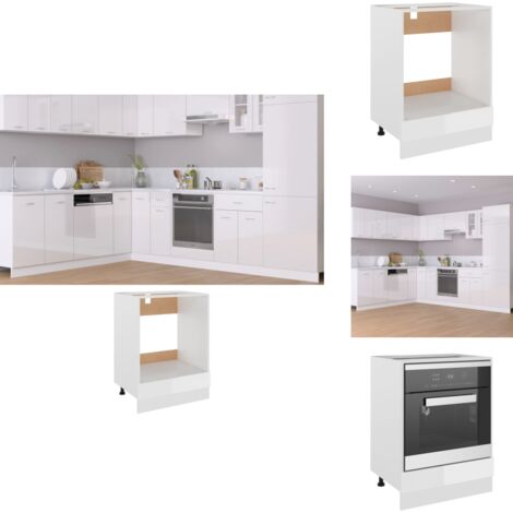 Armoire à four Blanc brillant 60x46x81,5 cm Bois d’ingénierie - Armoire ...