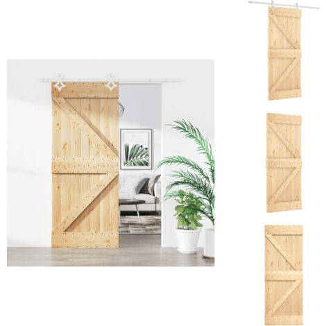 Porte coulissante et kit de quincaillerie 85x210 cm pin massif - Portes ...