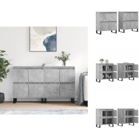 Buffets 2 pcs gris béton bois d'ingénierie - Buffet Classique - Meuble ...